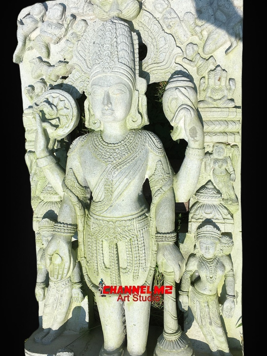 Unique Surya Dev Ki Murti In Black Stone – God Of The Sun Statue 48″